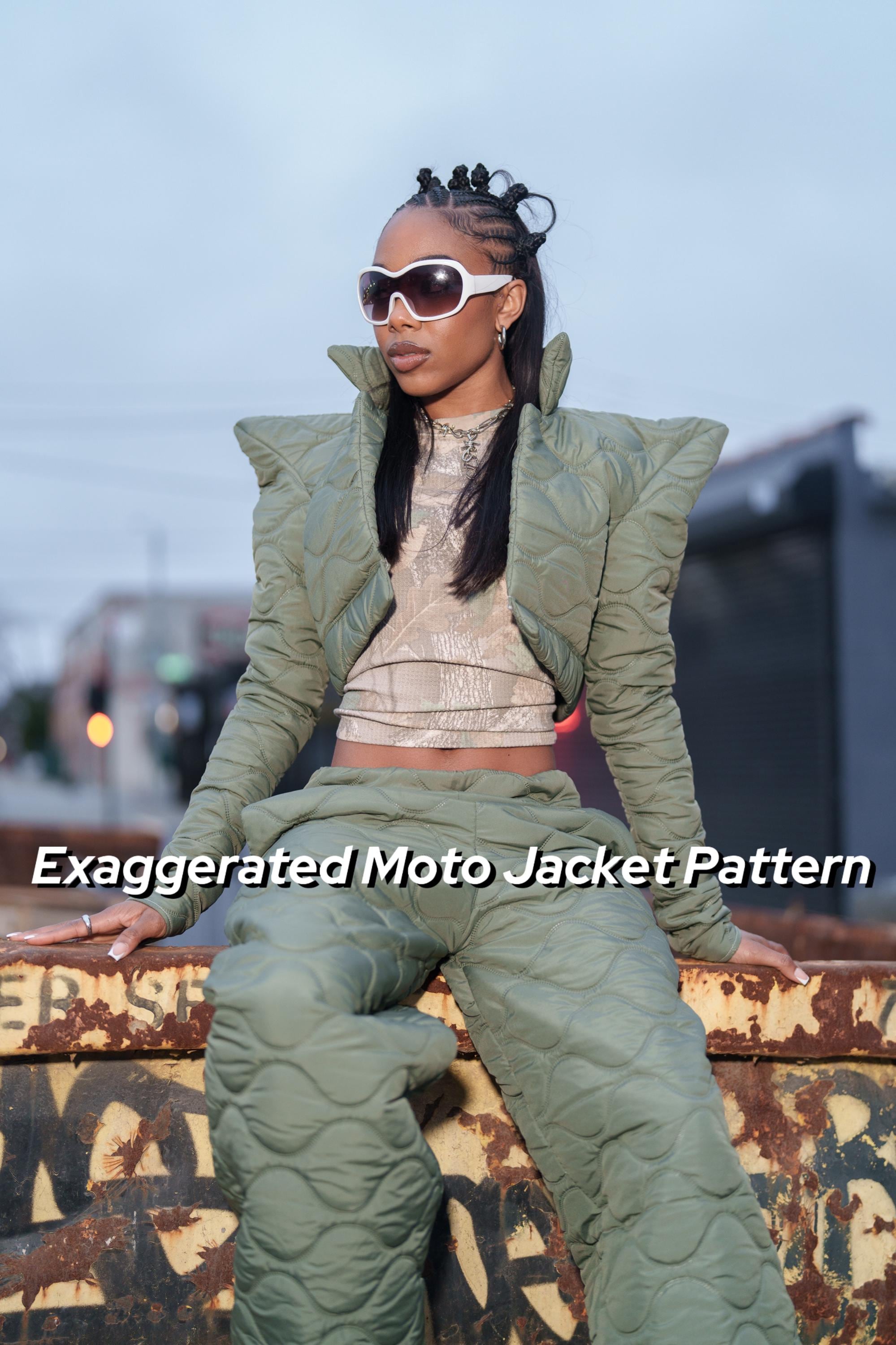 Exaggerated Moto Jacket Digital PDF Sewing Pattern | Sizes XS-XL (0-14 ...