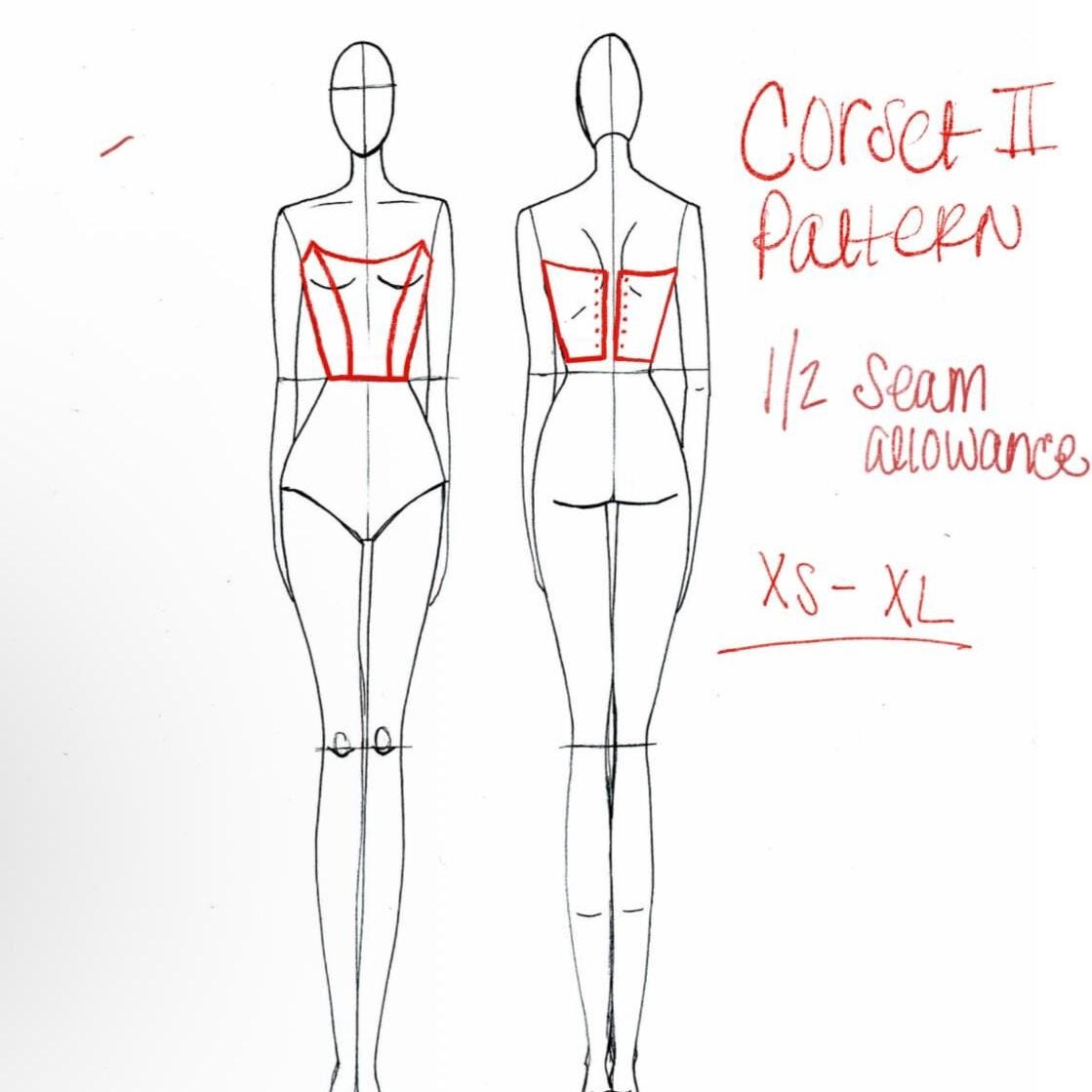 4 Panel Corset Digital PDF Sewing Pattern | Sizes XS-XL (0-14 ...