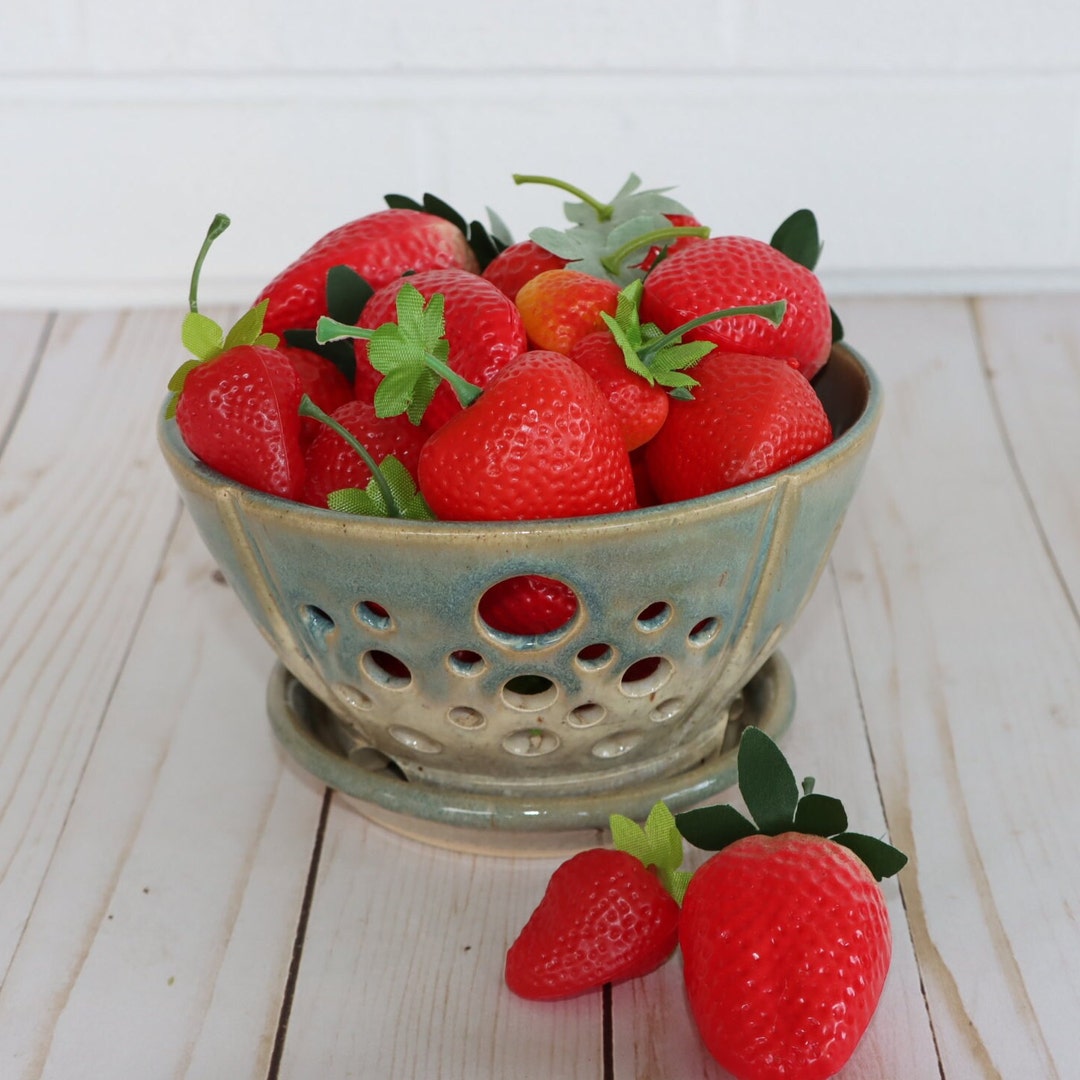 Unique Stoneware Berry Bowl With Drip Plate Handcrafted Wheel Thrown ...