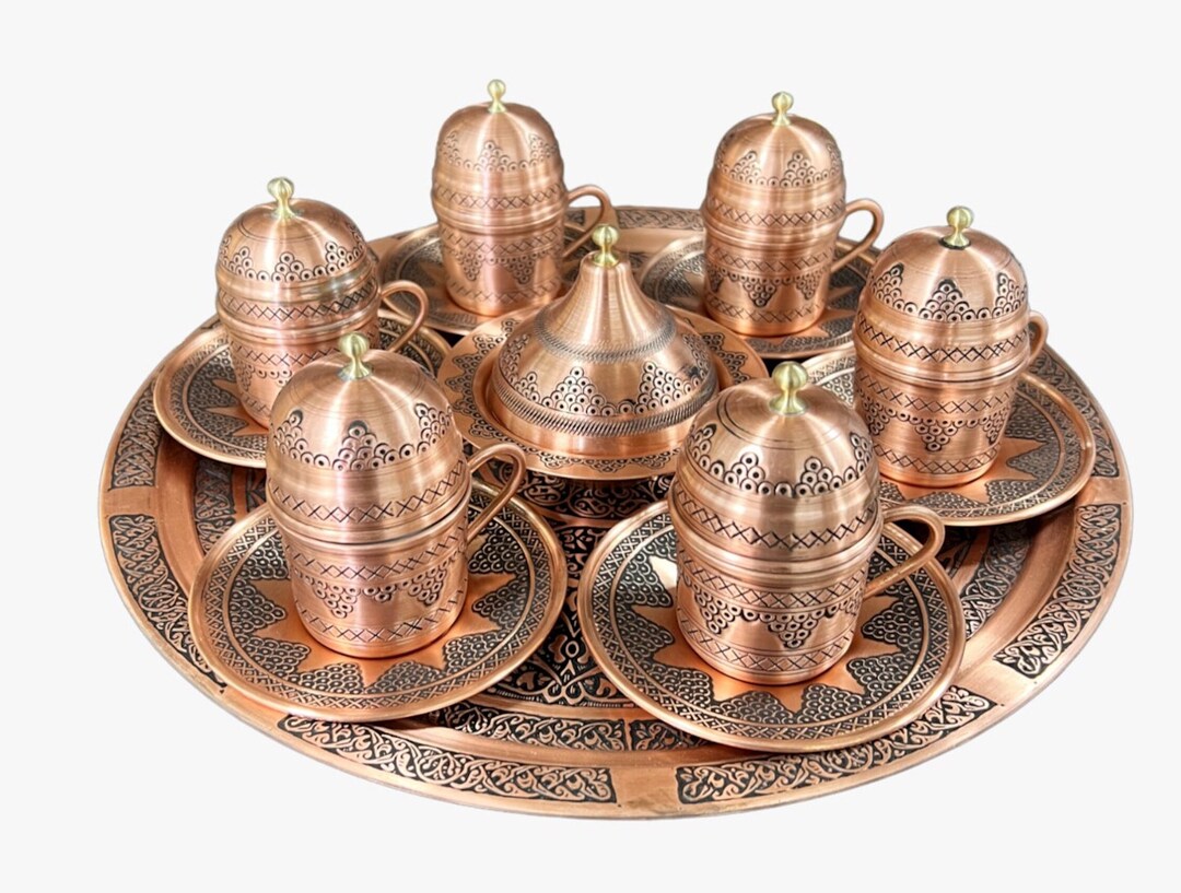 Copper Turkish Coffee Set Hanmade and Original, Great Nostalgic Set for ...