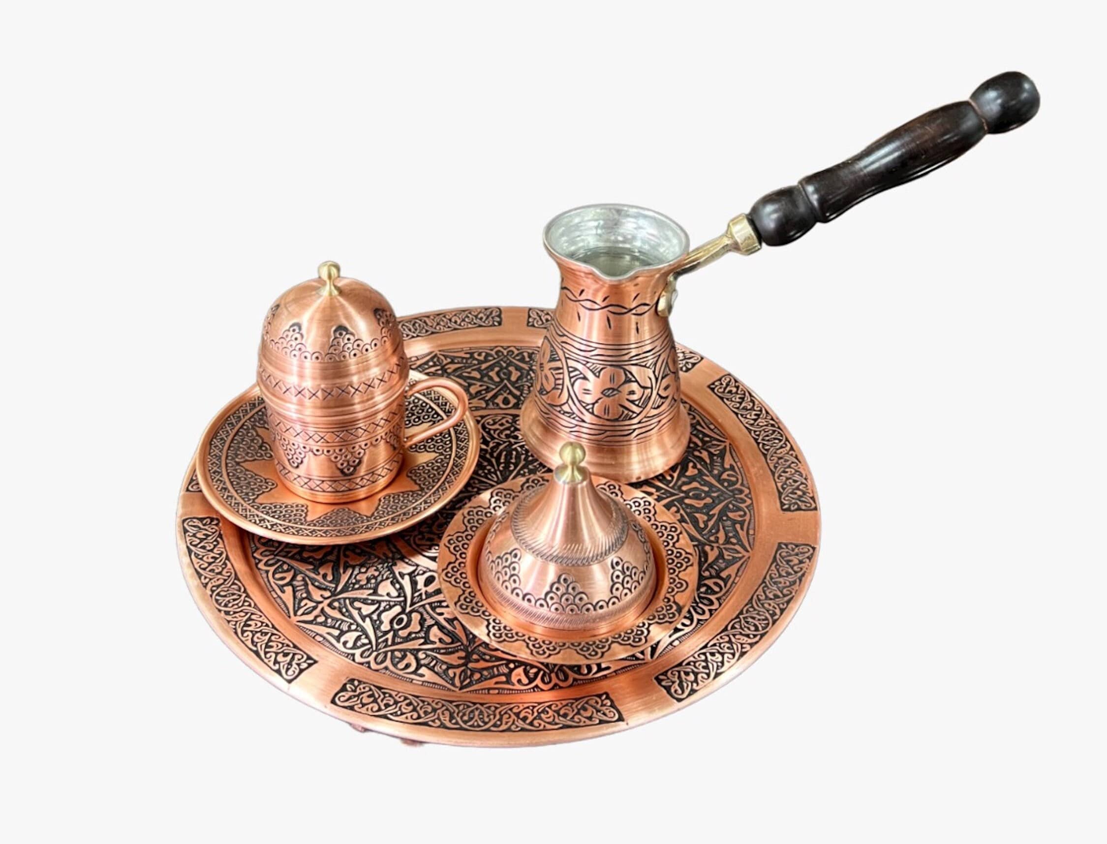 Copper Turkish Coffee Set Hanmade and Original, Great Nostalgic Set for ...