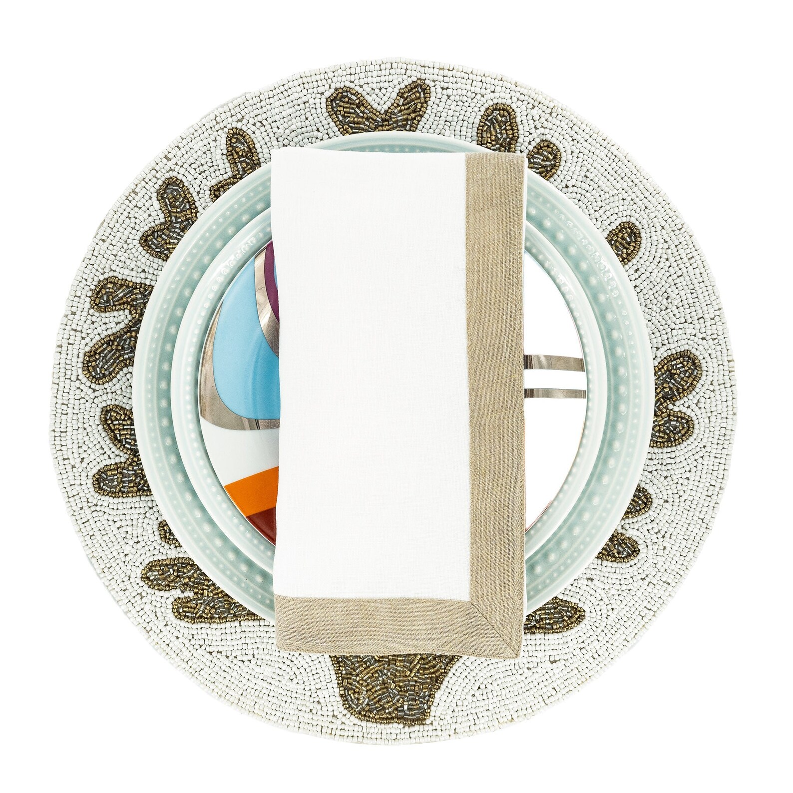 White Linen Napkins With Sparkle Borders, Set of 4 - Etsy