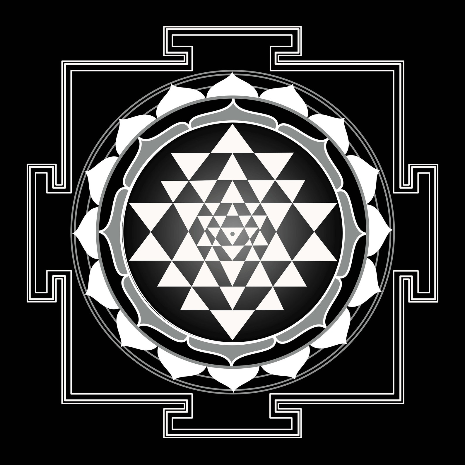 Sri Yantra Black and White Digital Image, High Resolution, 4 Ratios ...