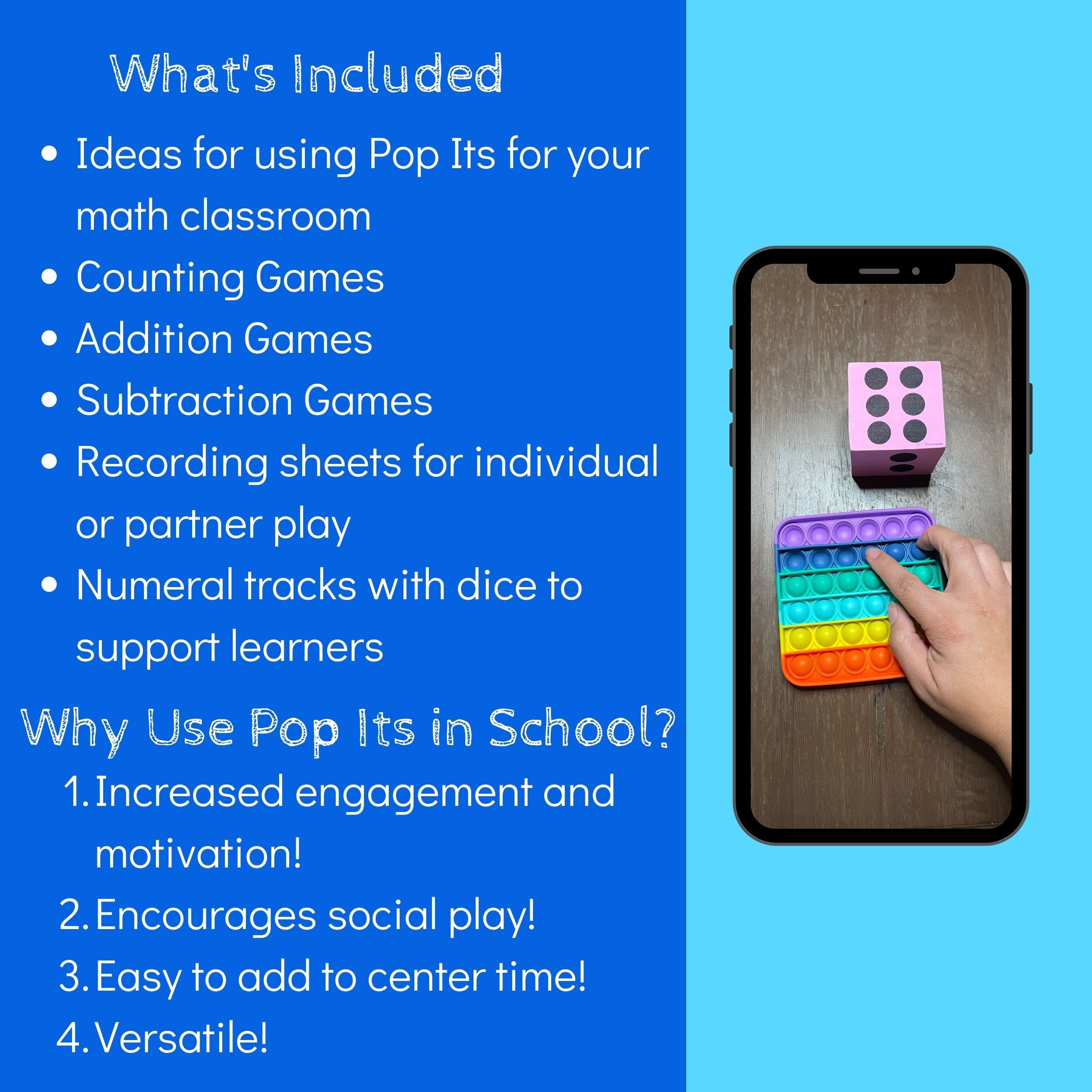 Pop It Math | Counting, Addition and Subtraction Independent and ...
