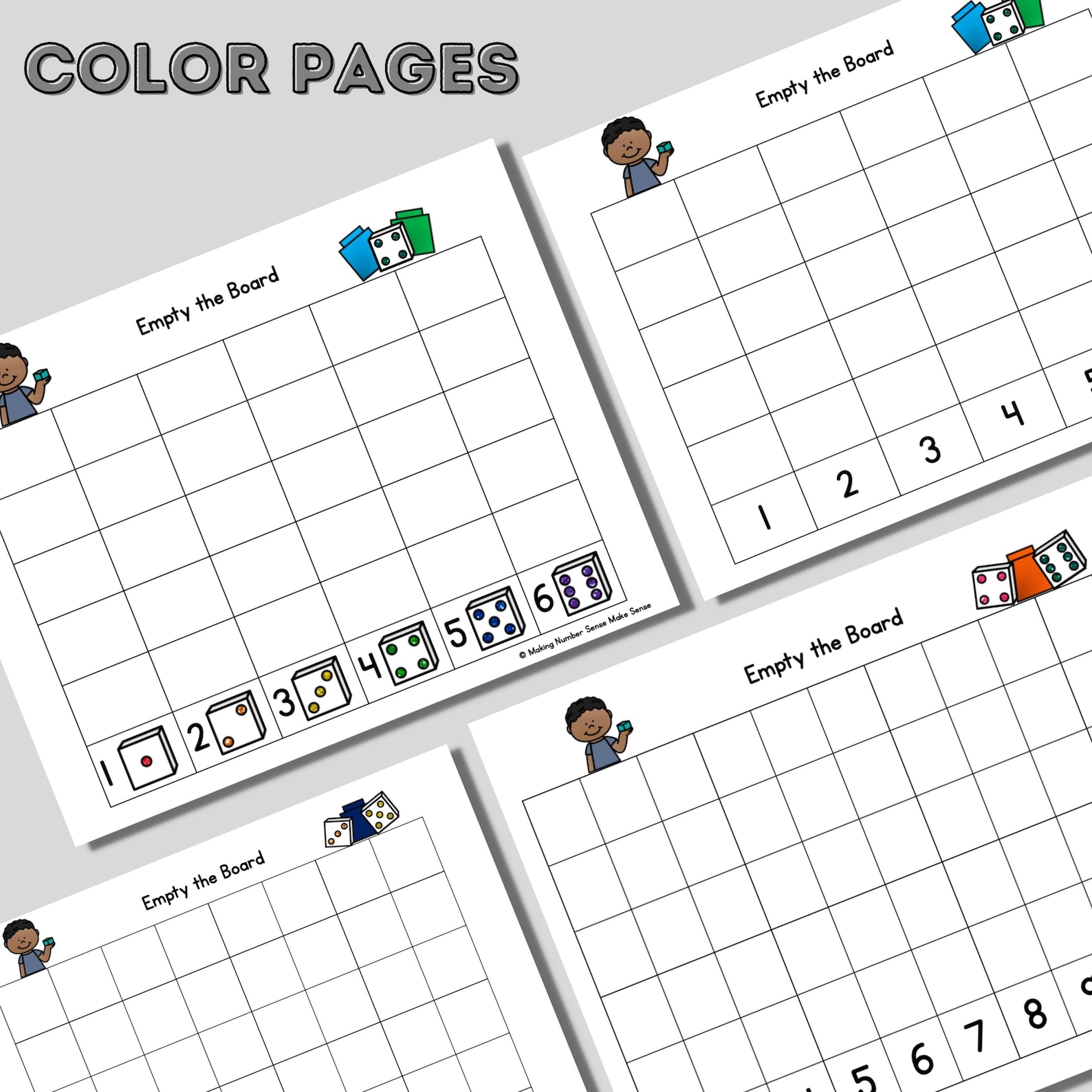 Math Dice Game| Kindergarten and Prek BUNDLE : Empty the Board ...