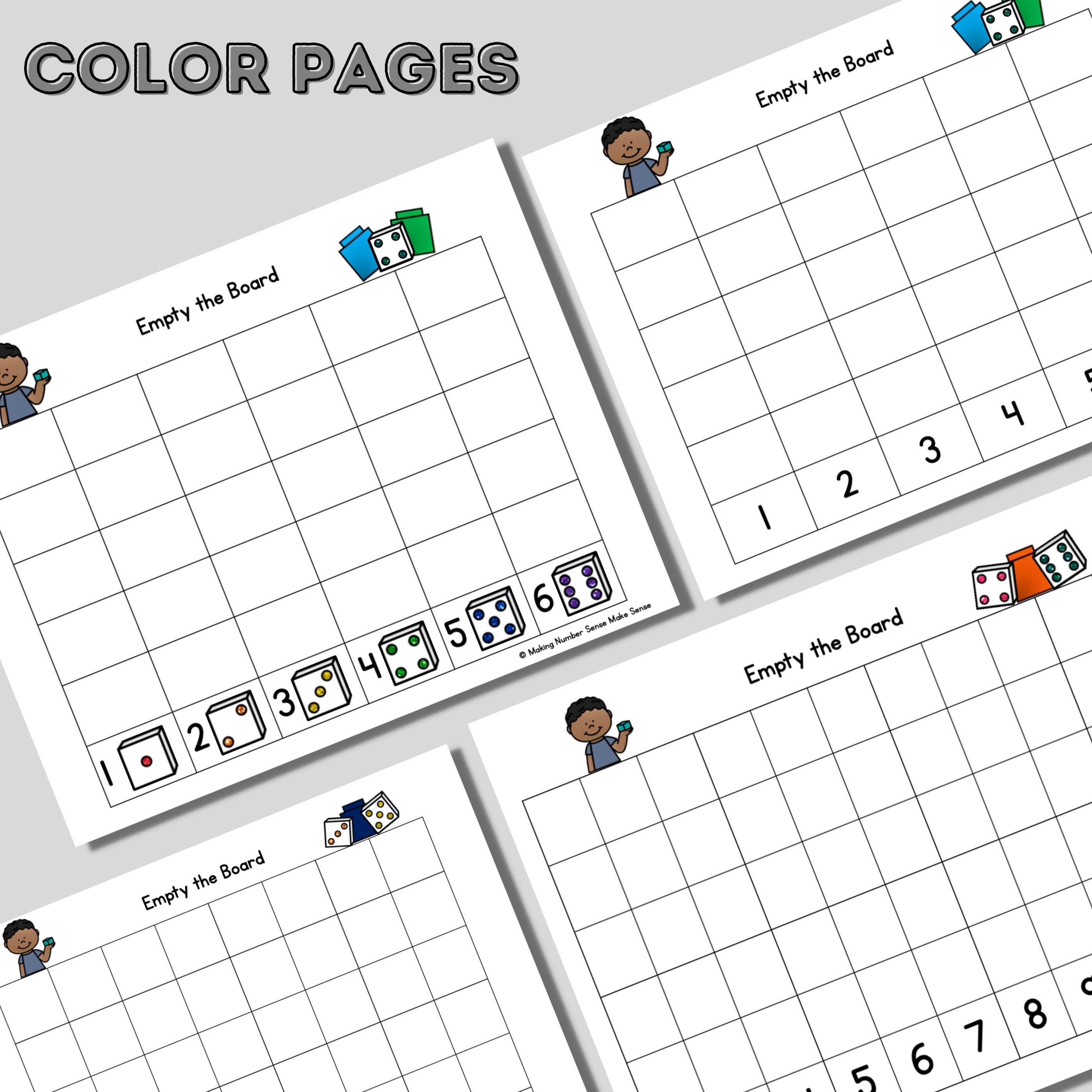 Math Dice Game| Kindergarten and Prek BUNDLE : Empty the Board ...