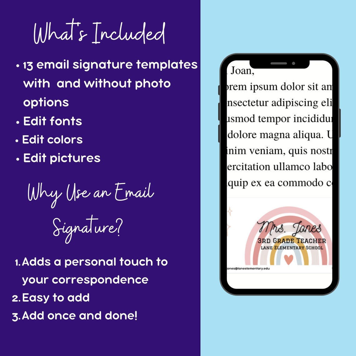 Rainbow Themed Email Signature Templates | Teacher Email Signature ...