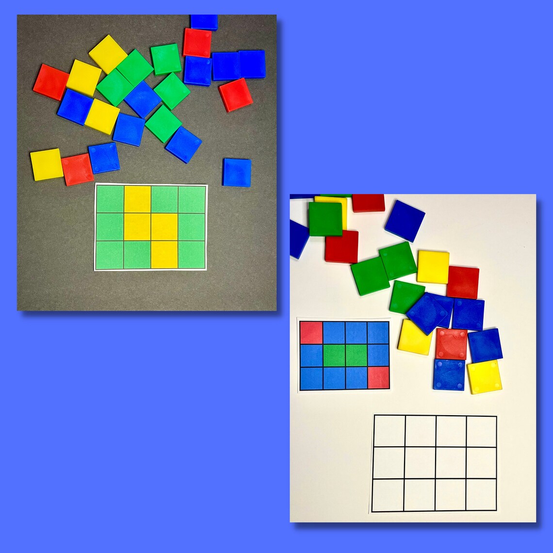 Inch Tile Activity Center Math Task Cards 4x3 Math Station Preschool ...