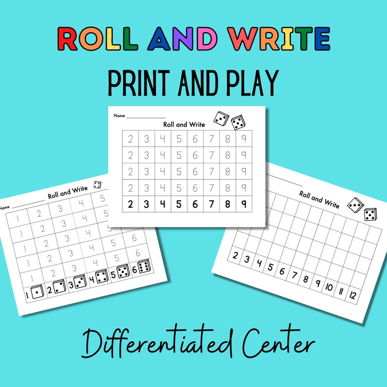 Roll and Write| Number Writing , Number Tracing, Number Counting With ...