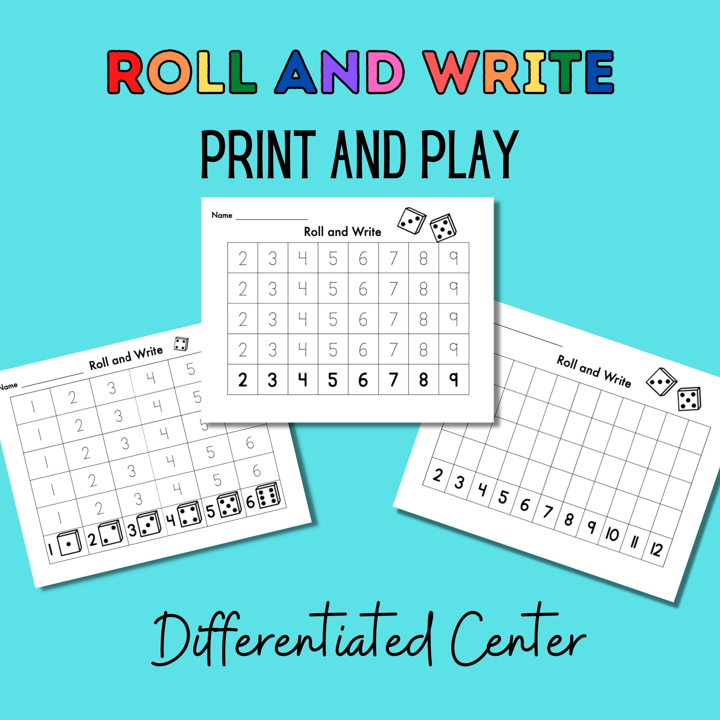 Roll and Write| Number Writing , Number Tracing, Number Counting With ...