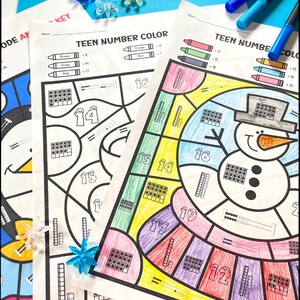 Winter Color by Number - Counting to 20 Teen Numbers and Subitizing ...