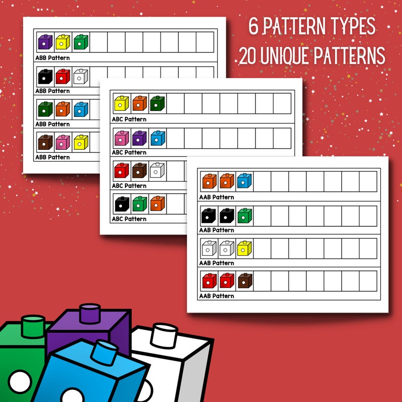 Connecting Cube Patterns | Pattern Center | Patterns Preschool Math ...