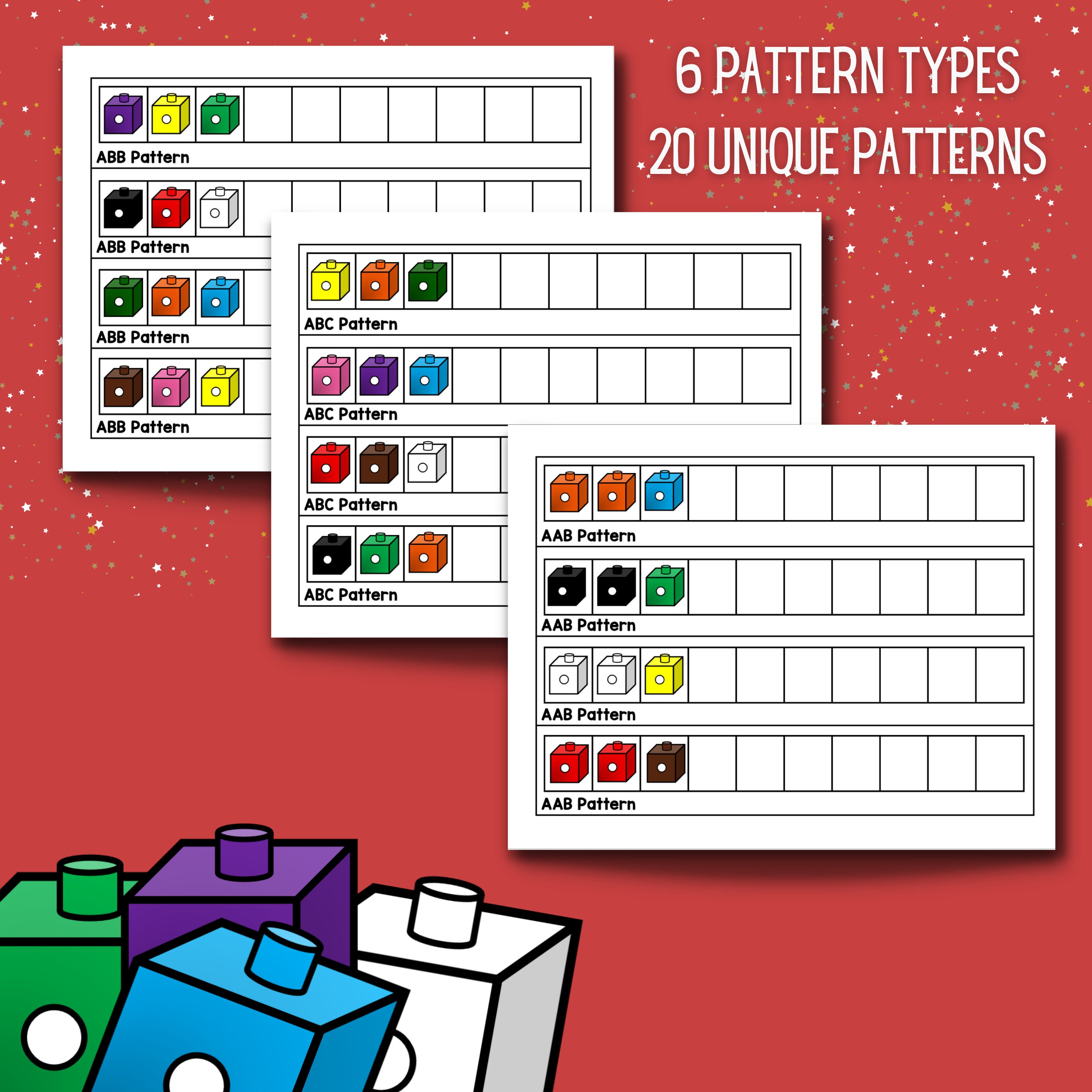 Connecting Cube Patterns | Pattern Center | Patterns Preschool Math ...