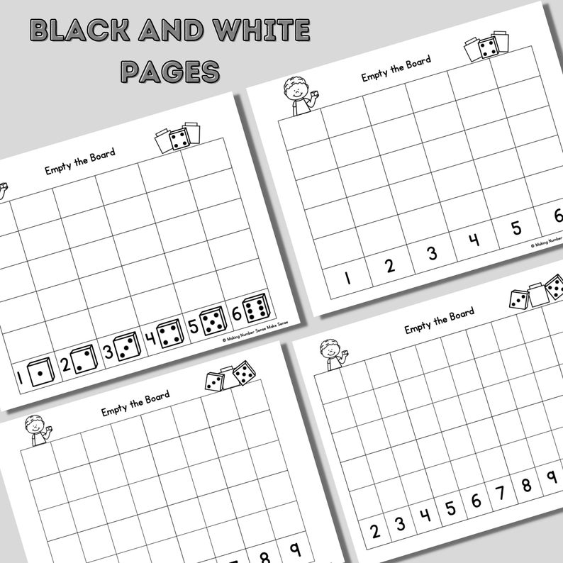 Math Dice Game| Kindergarten and Prek BUNDLE : Empty the Board ...