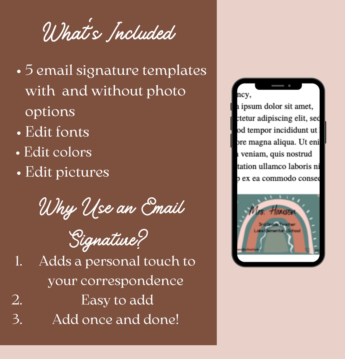 Boho Inspired Email Signature Template for Teachers and Professionals ...