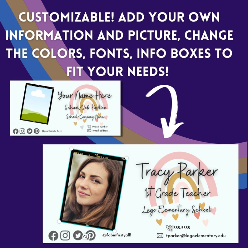Rainbow Themed Email Signature Templates | Teacher Email Signature ...