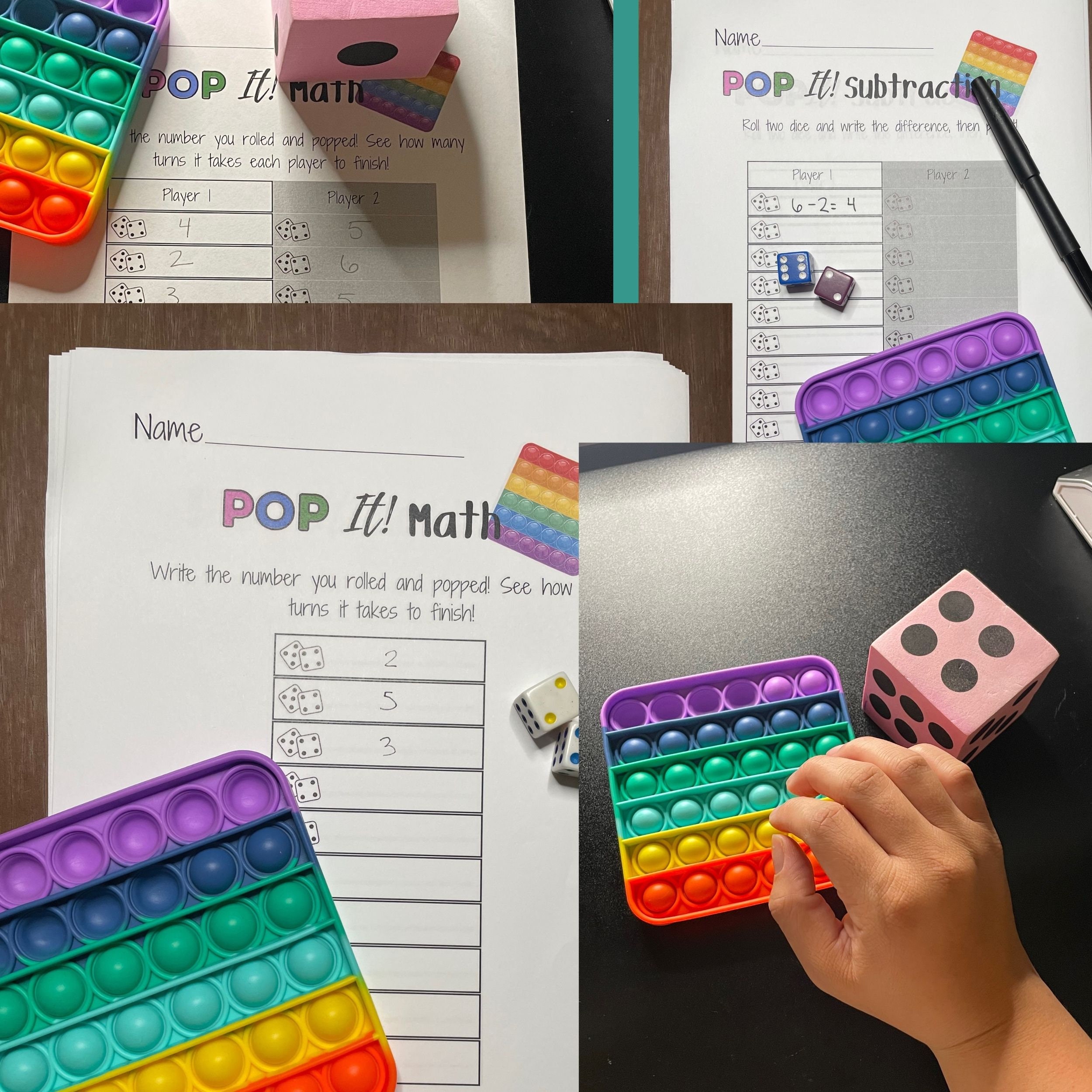 Pop It Math | Counting, Addition and Subtraction Independent and ...
