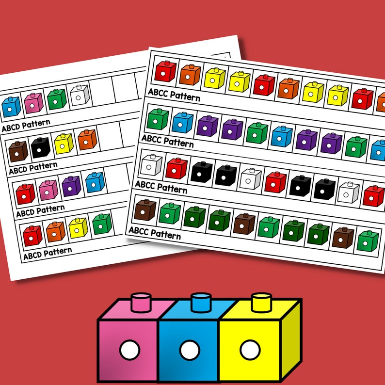 Connecting Cube Patterns | Pattern Center | Patterns Preschool Math ...