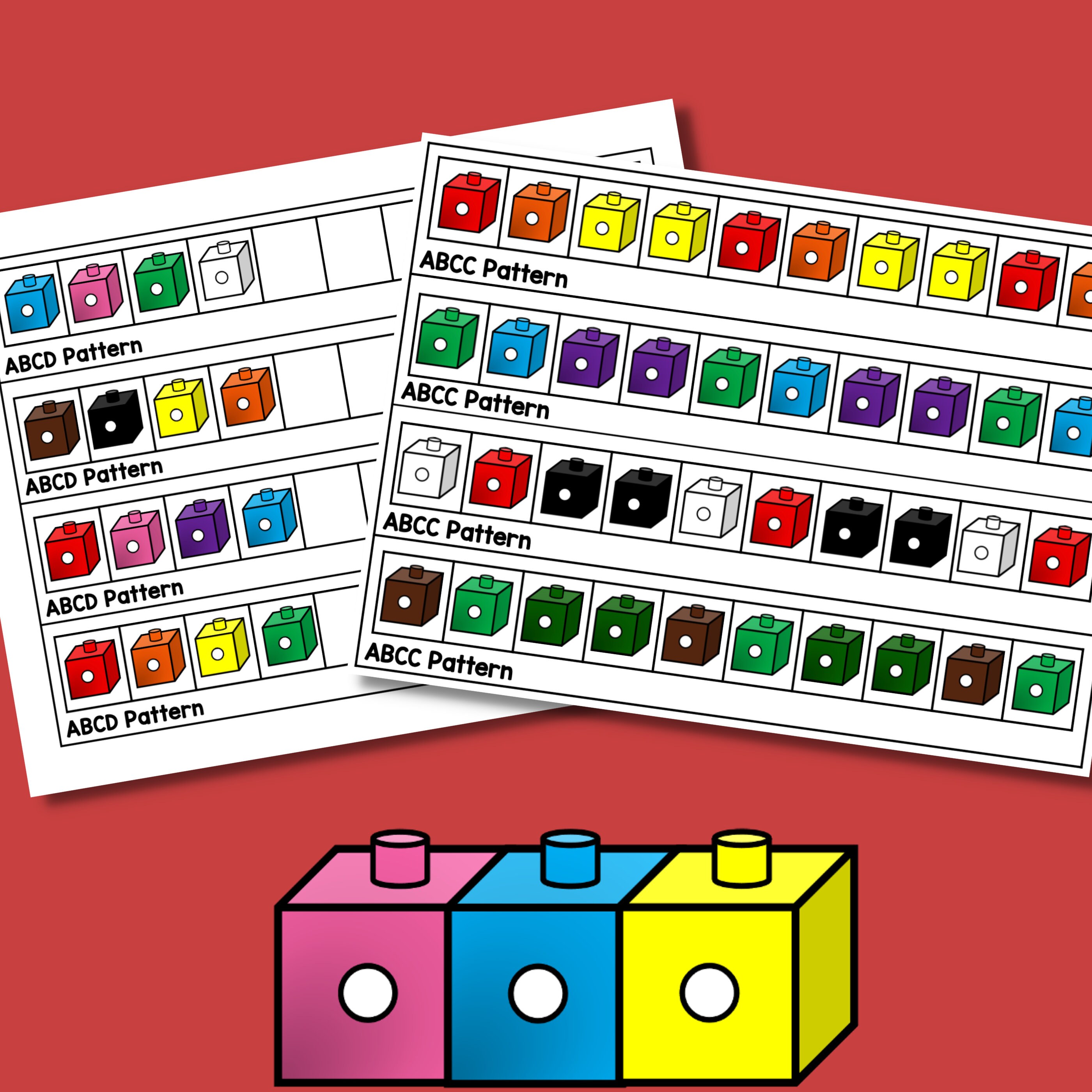 Connecting Cube Patterns | Pattern Center | Patterns Preschool Math ...