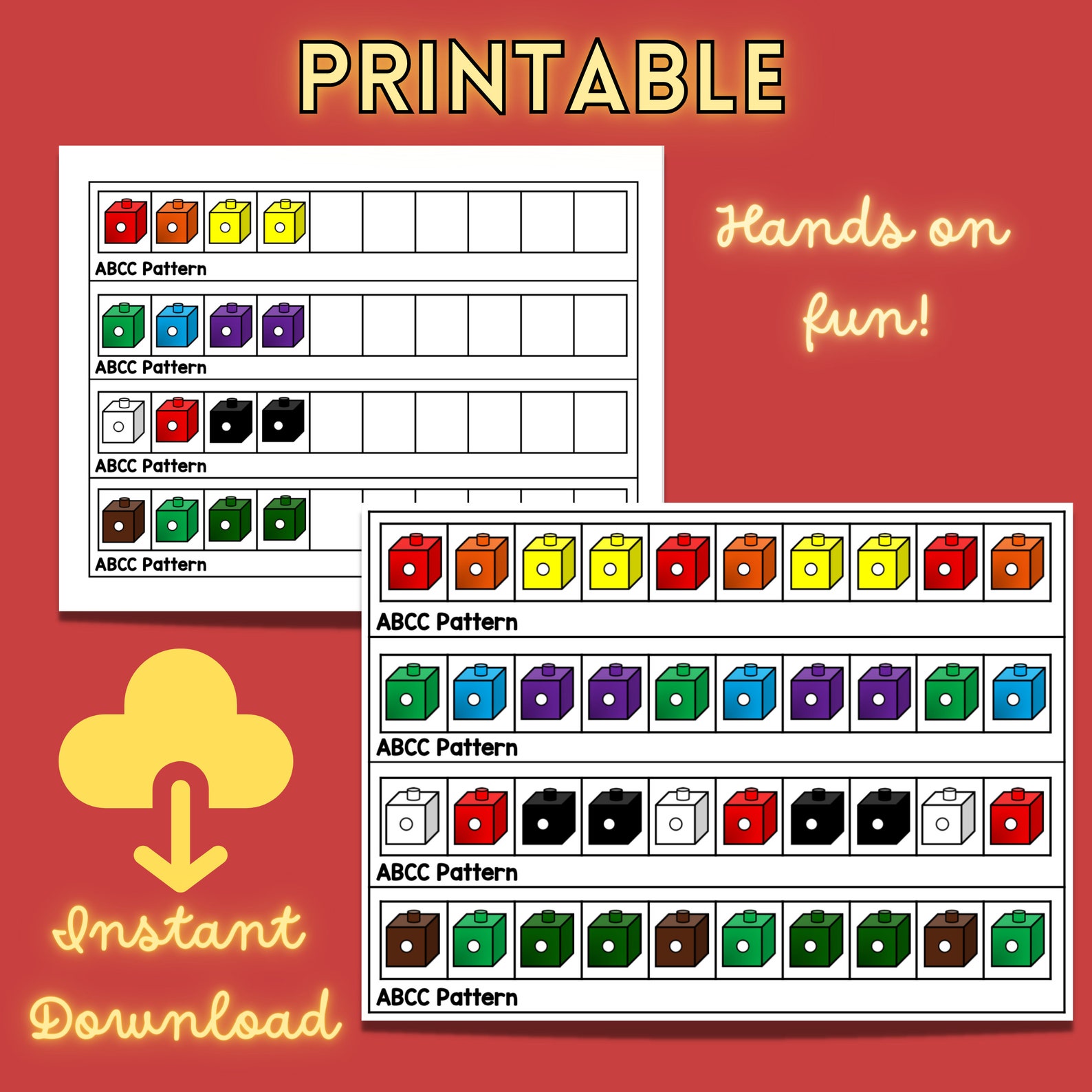 Connecting Cube Patterns | Pattern Center | Patterns Preschool Math ...