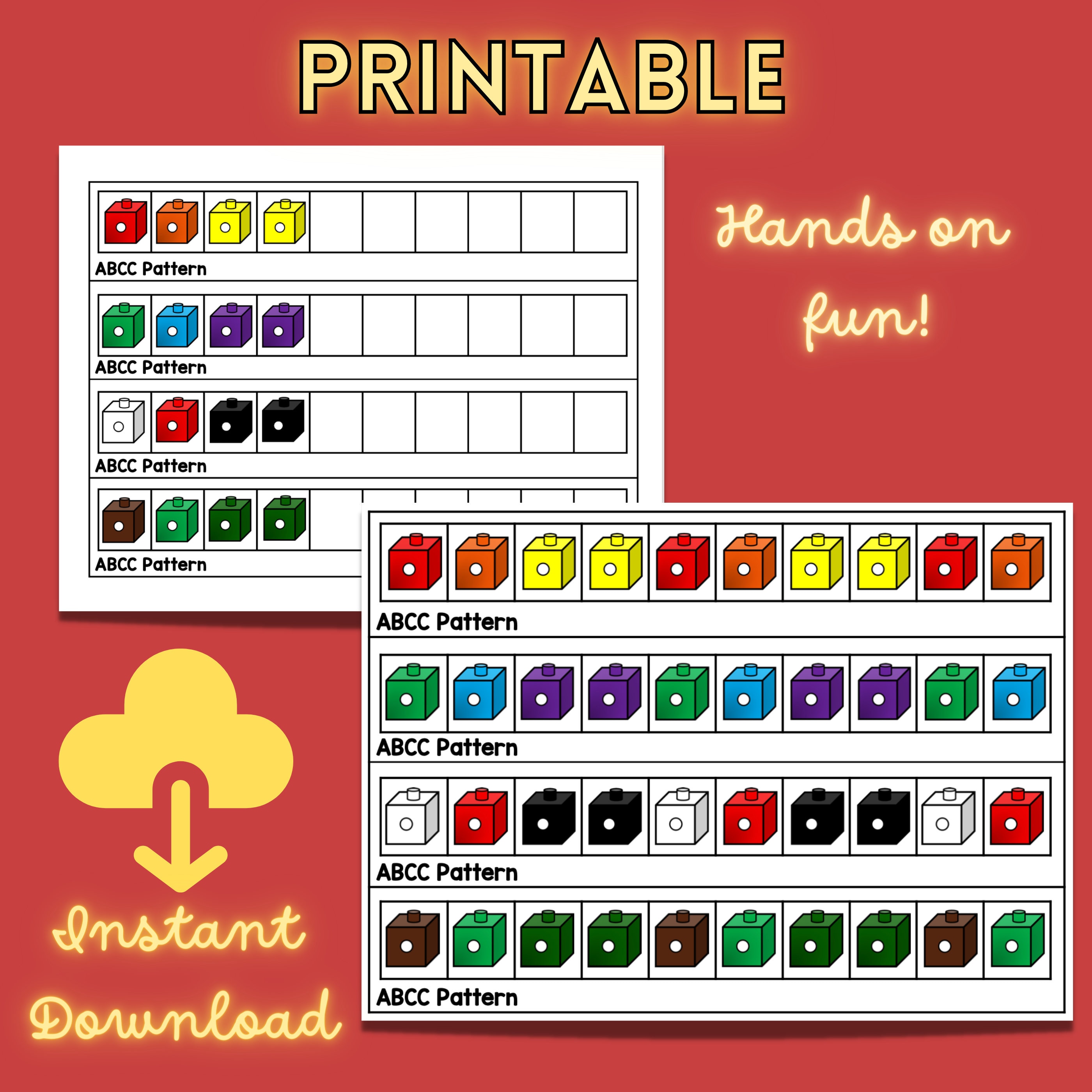 Connecting Cube Patterns | Pattern Center | Patterns Preschool Math ...