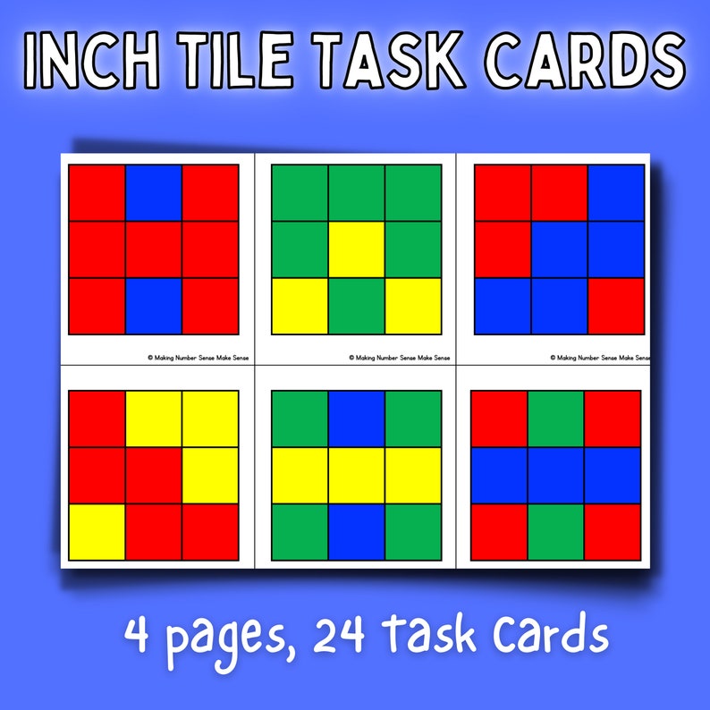 Inch Tile Activity Center Math Task Cards | Math Station | Preschool ...