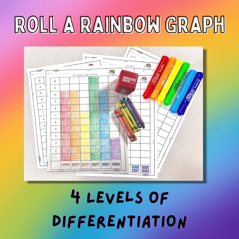 Roll a Rainbow Graph | Graphing Worksheet | Math Activity Center - Etsy