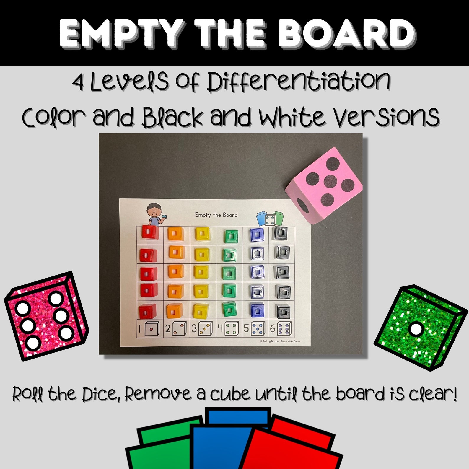 Math Dice Game for Kindergarten and Prek: Empty the Board | Low Prep ...