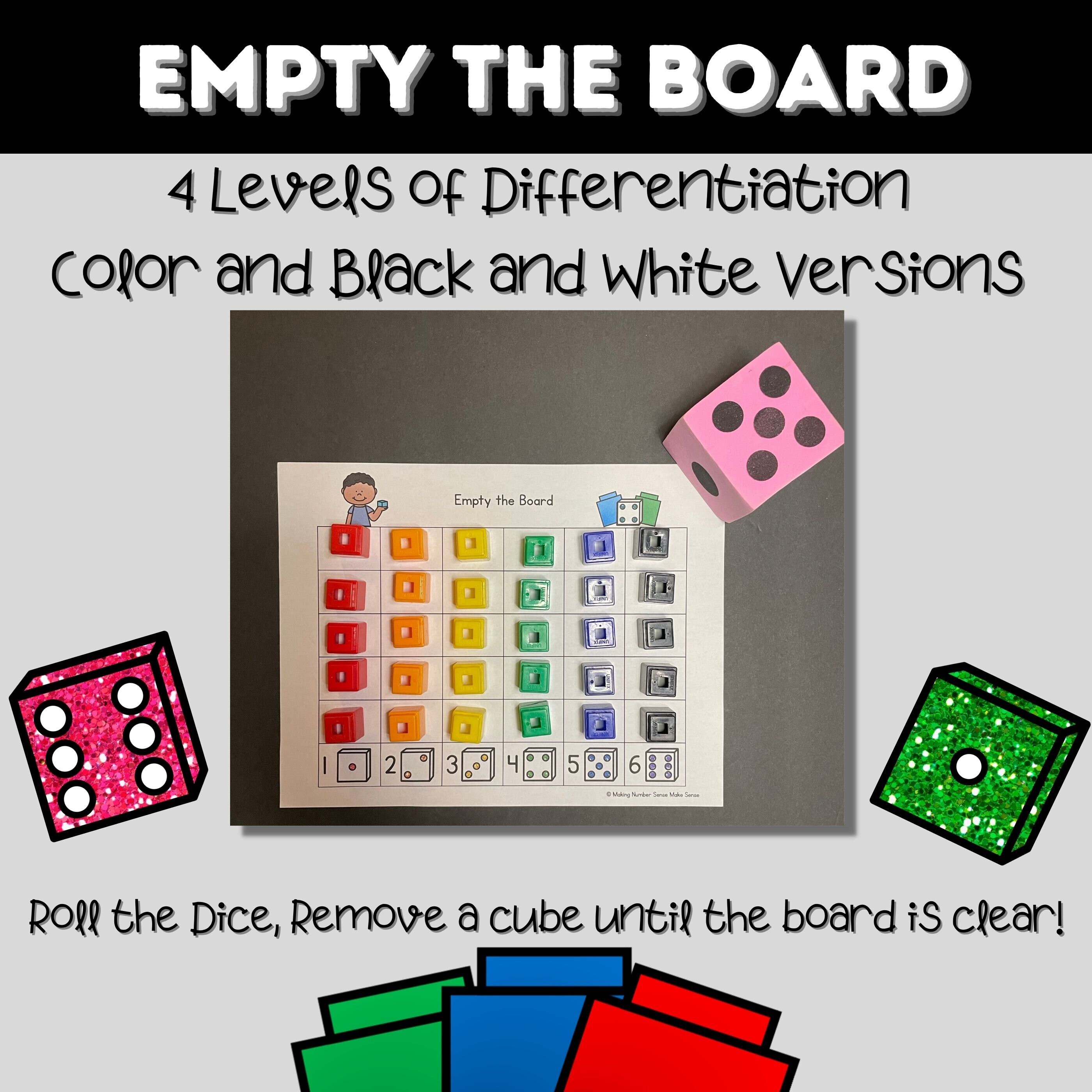Math Dice Game for Kindergarten and Prek: Empty the Board | Low Prep ...