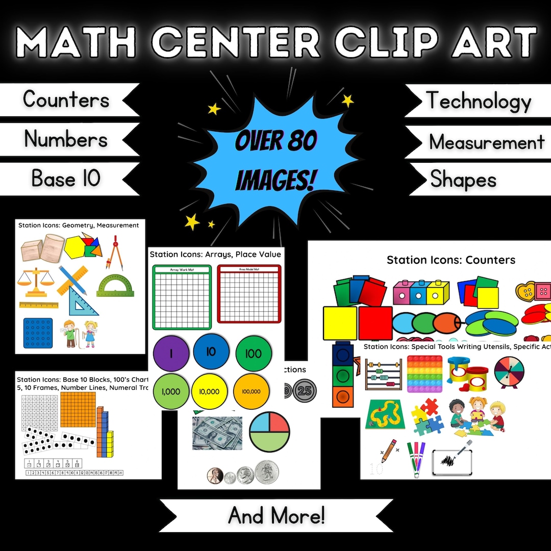 Math Centers Clip Art Images for Rotation Charts | Digital or Print - Etsy