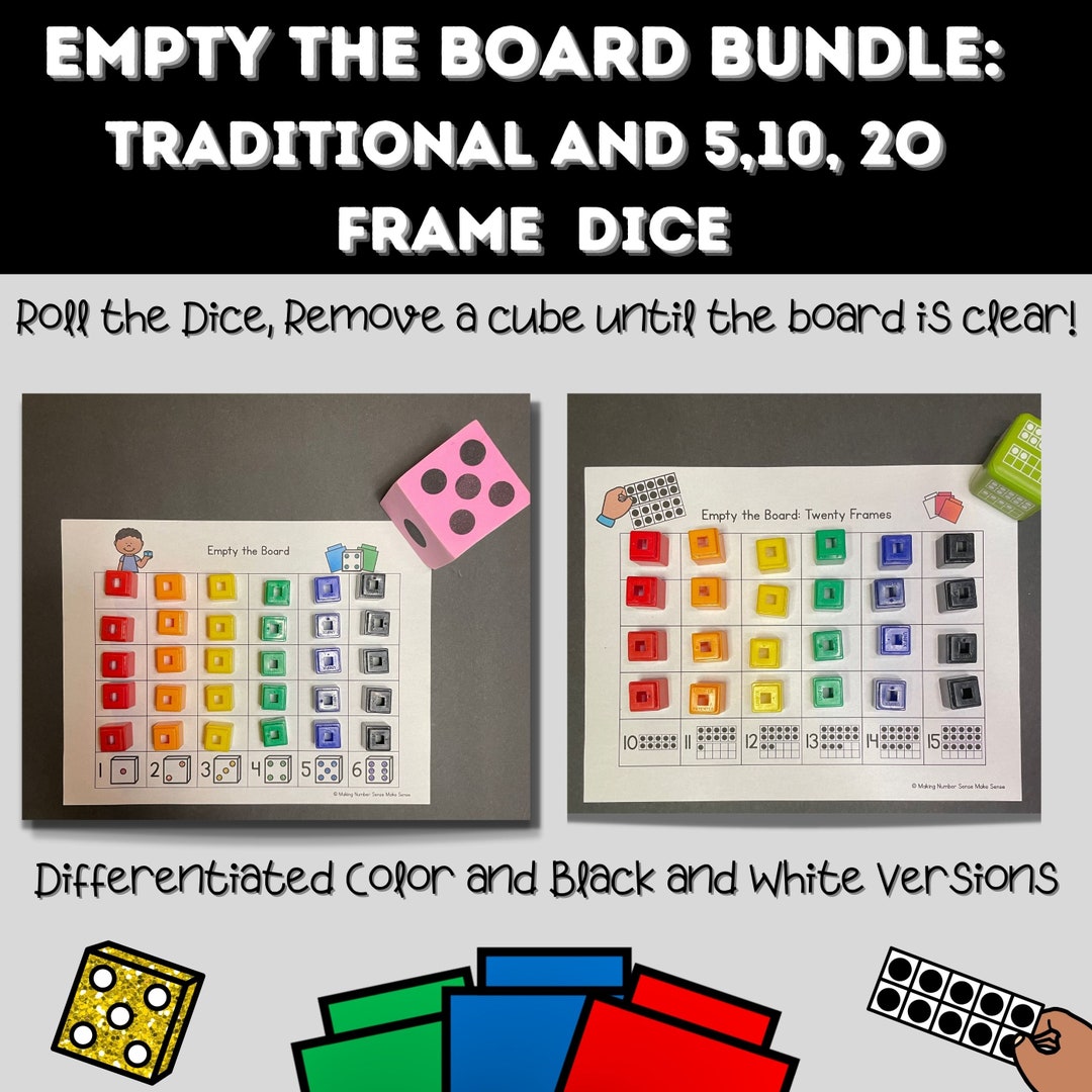 Math Dice Game| Kindergarten and Prek BUNDLE : Empty the Board ...