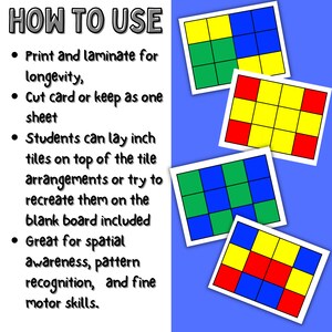 Inch Tile Activity Center Math Task Cards 4x3 | Math Station ...
