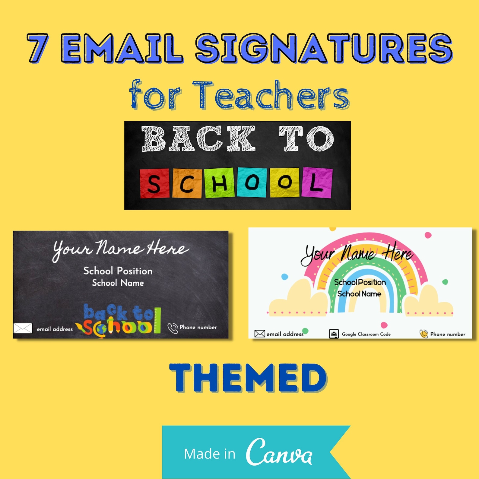 Email Signatures for Teachers Back to School Themed| Editable ...
