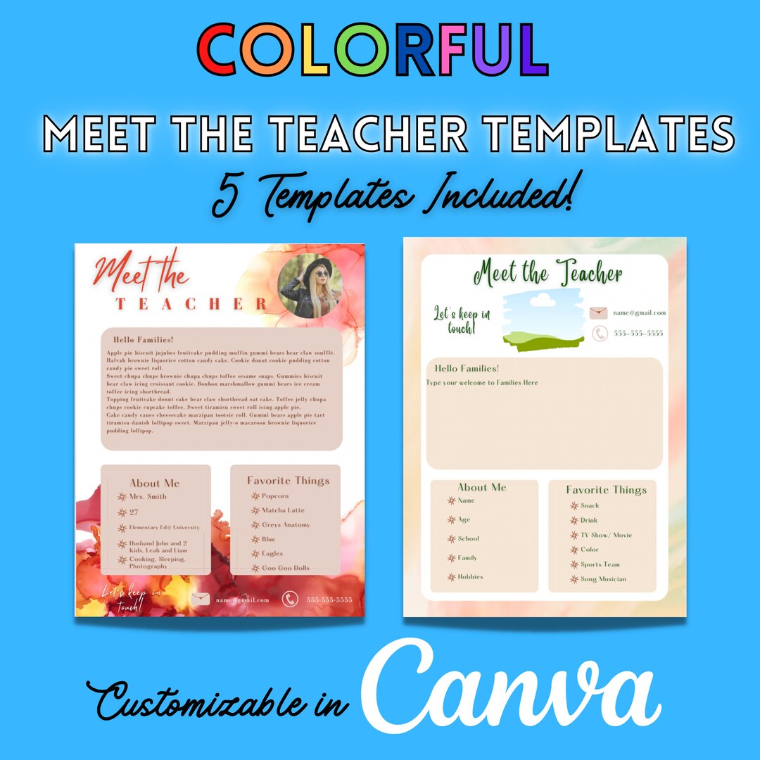 Colorful Meet the Teacher Template Editable in Canva - Etsy