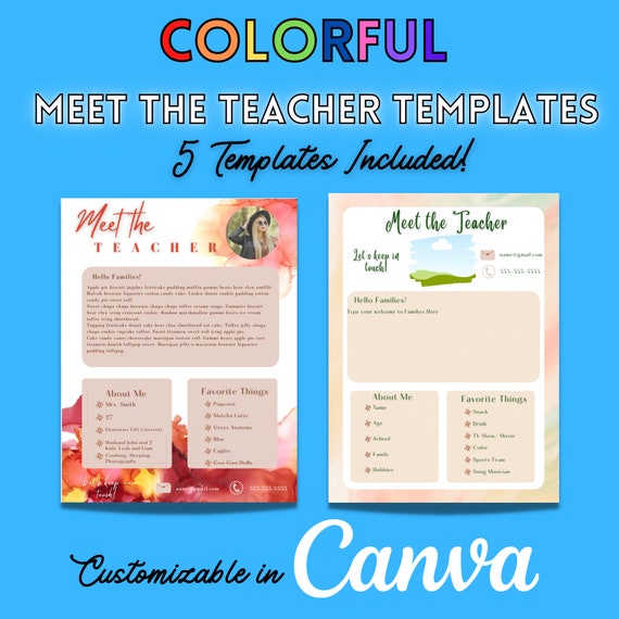 Colorful Meet the Teacher Template Editable in Canva - Etsy