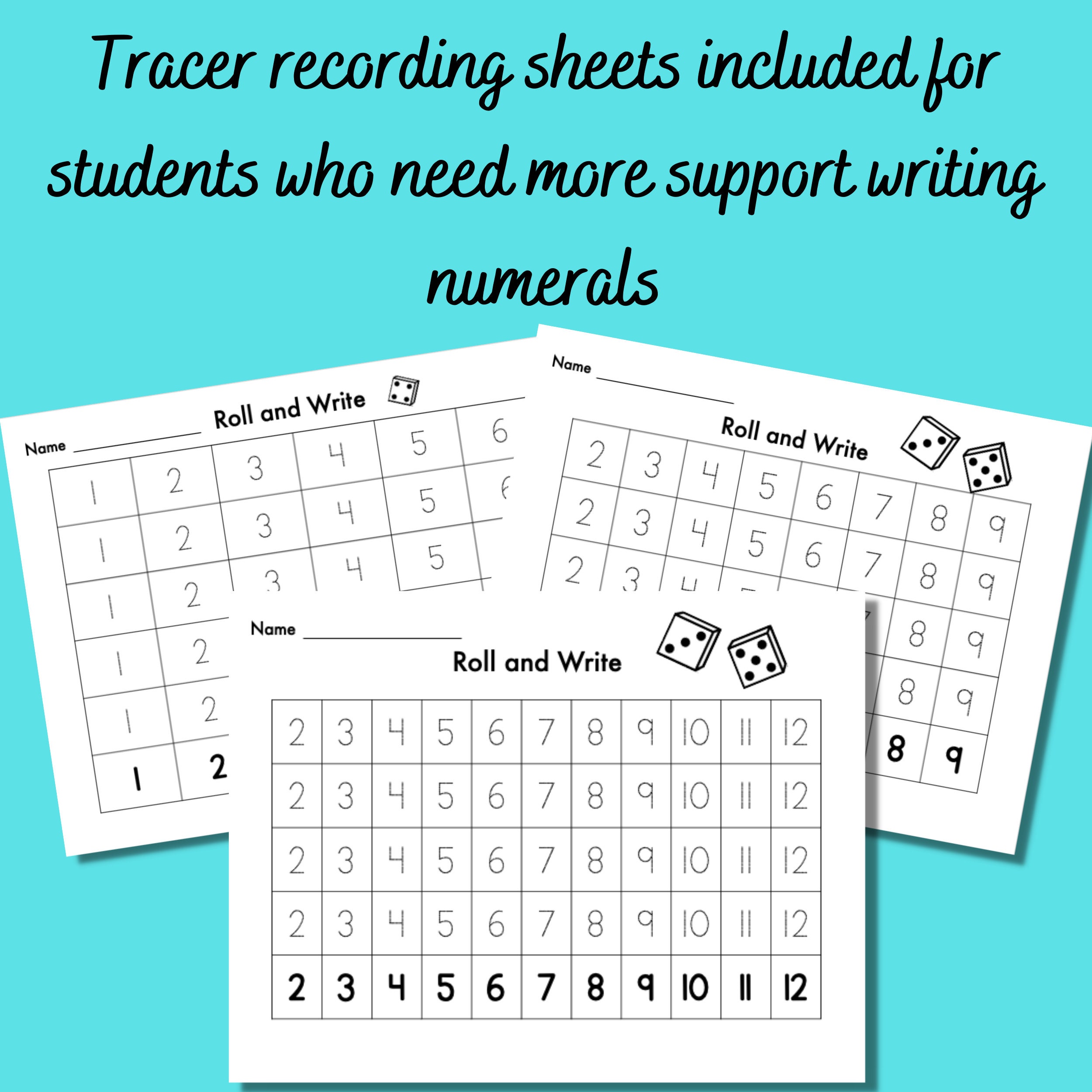 Roll and Write Number Writing , Number Tracing, Number Counting With ...