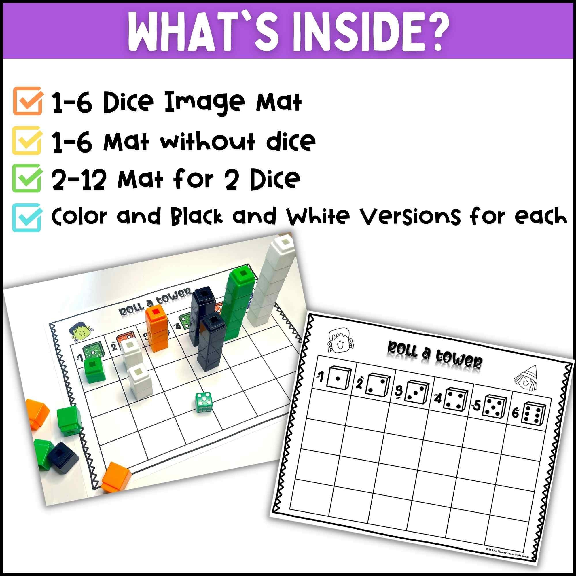 Halloween Kindergarten Math Center - Roll a Tower - Low Prep and ...