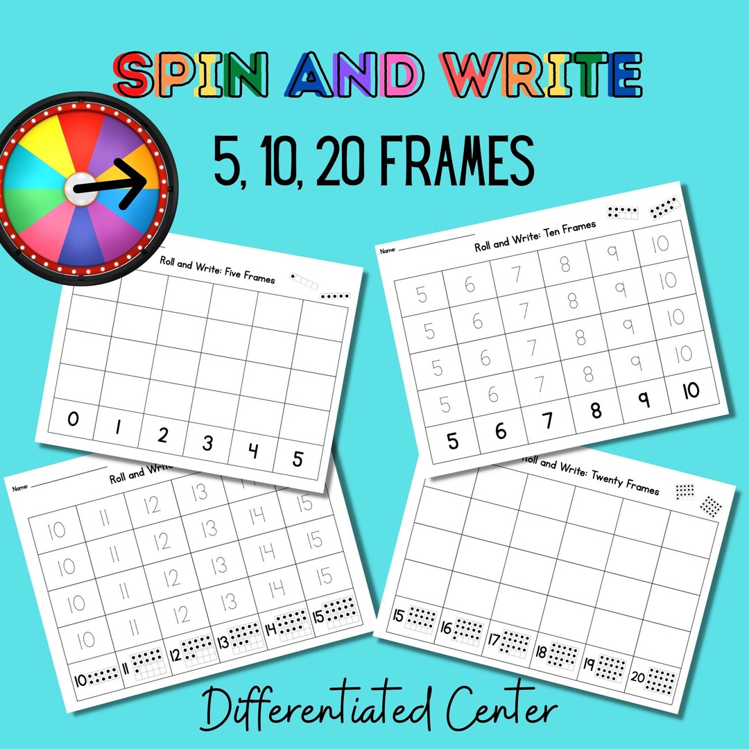Spin and Write 5, 10, 20 Frames | Differentiated Math Number Writing ...