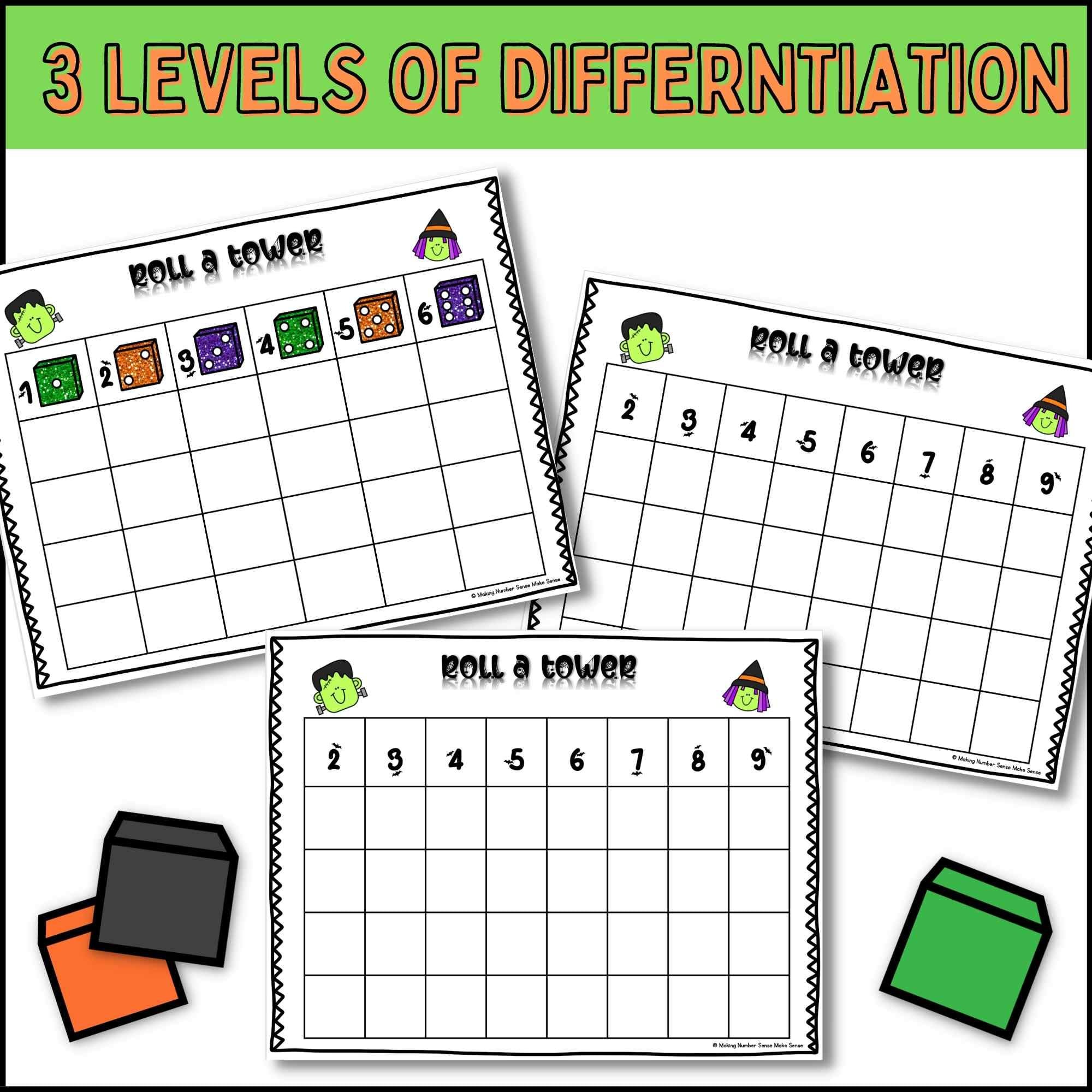Halloween Kindergarten Math Center - Roll a Tower - Low Prep and ...