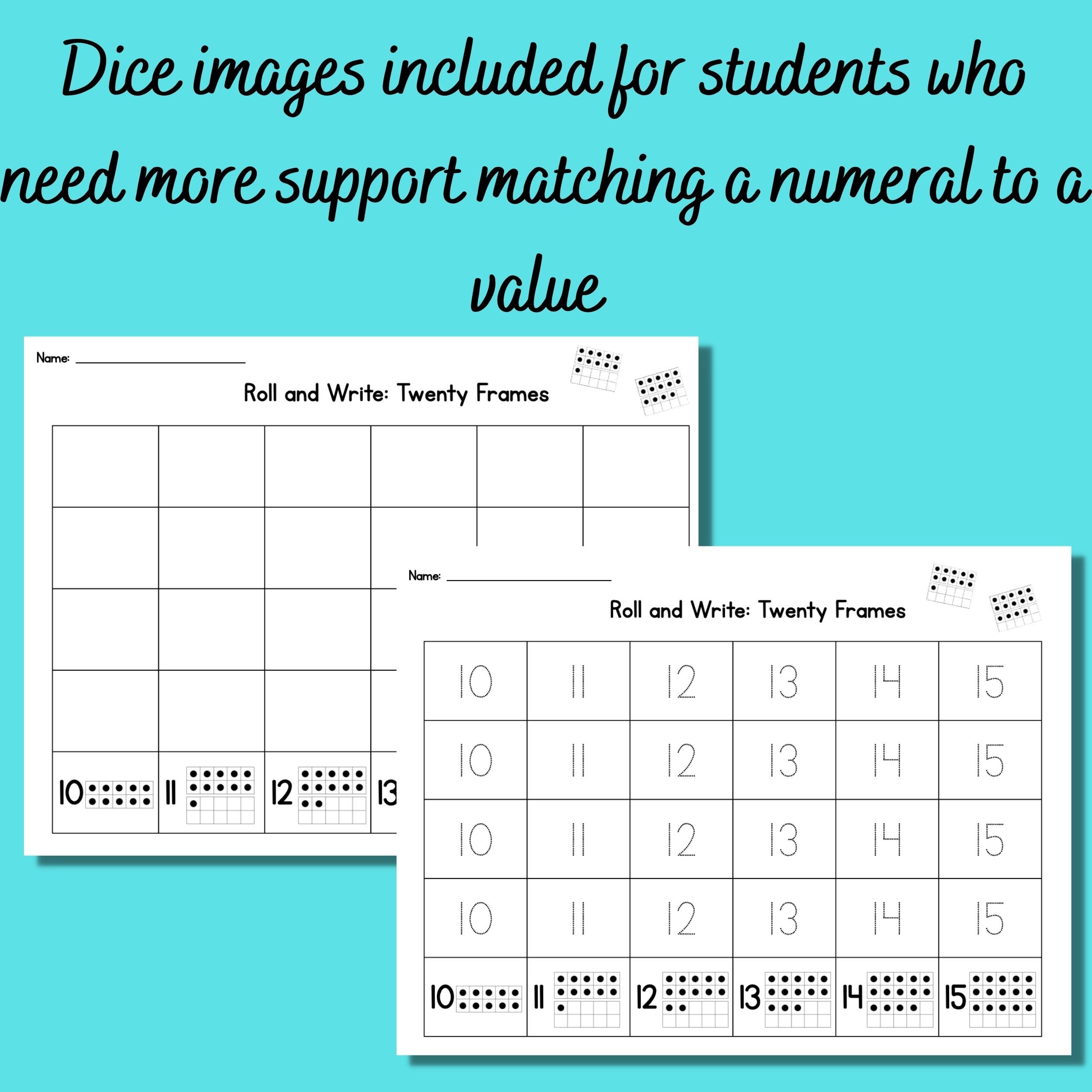Roll and Write 5 10 20 Frames Station Differentiated Math - Etsy