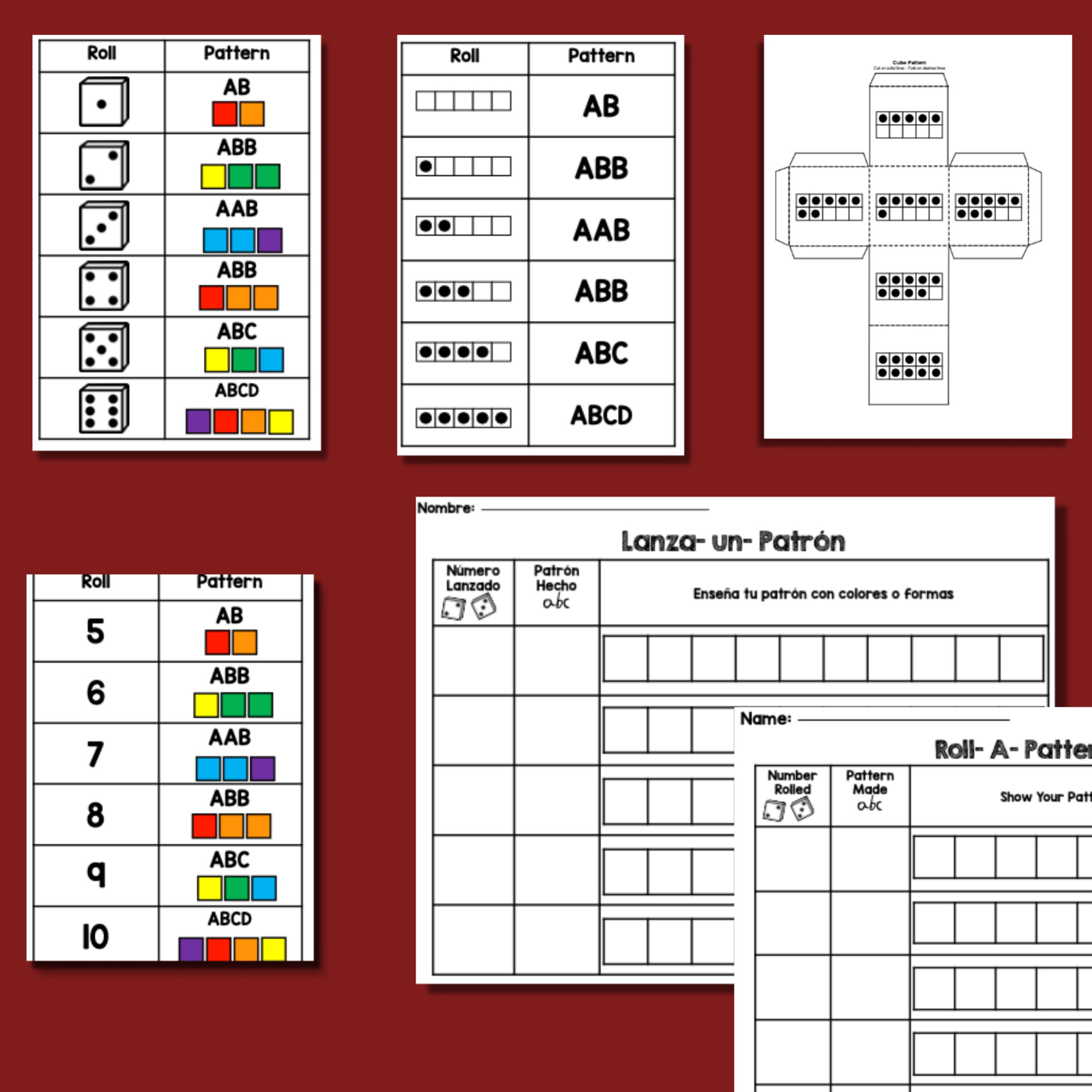 Roll a Pattern Pattern Center Patterning Station Pattering Activity - Etsy