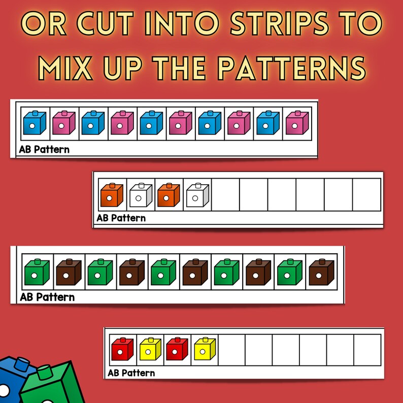 Connecting Cube Patterns | Pattern Center | Patterns Preschool Math ...