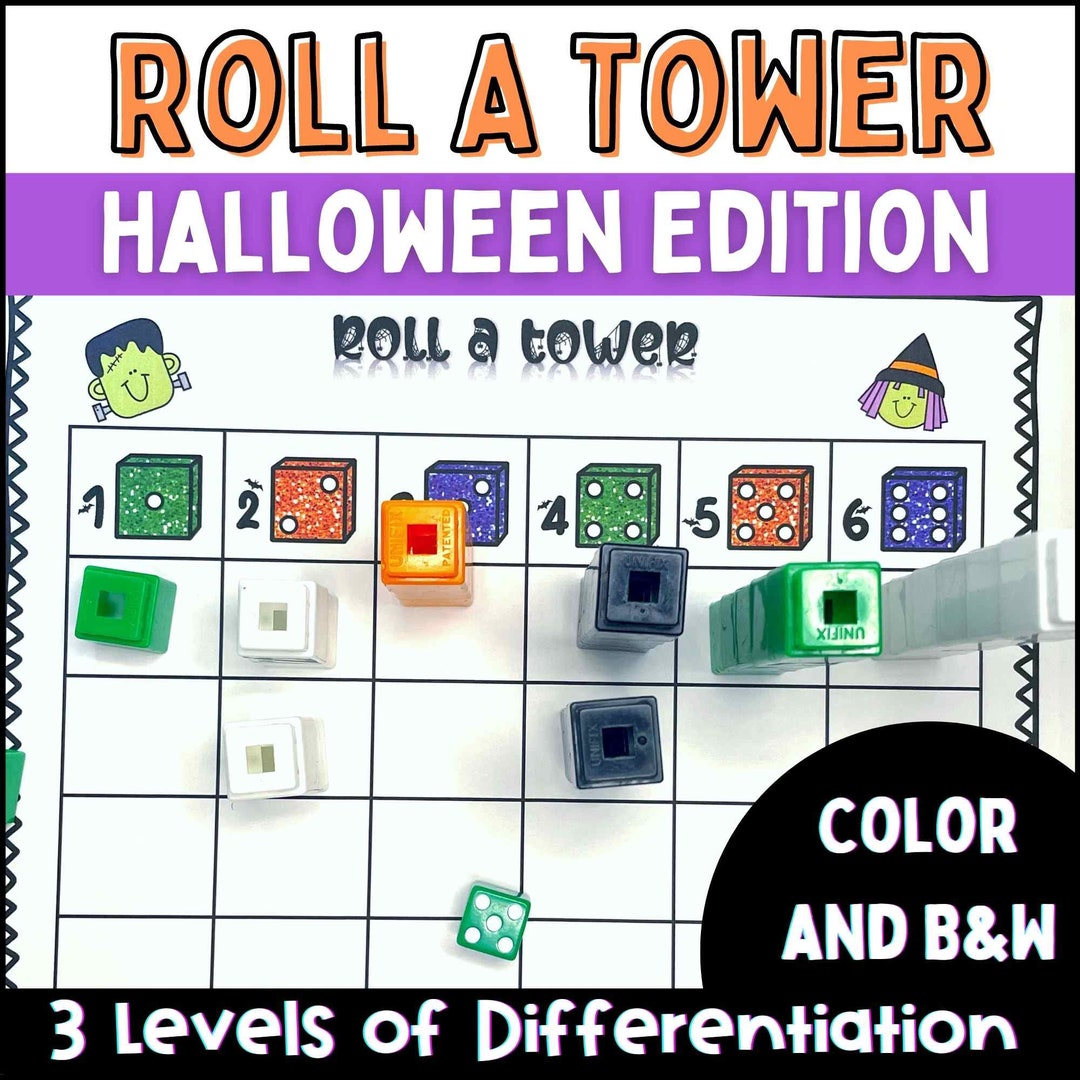 Halloween Kindergarten Math Center - Roll a Tower - Low Prep and ...