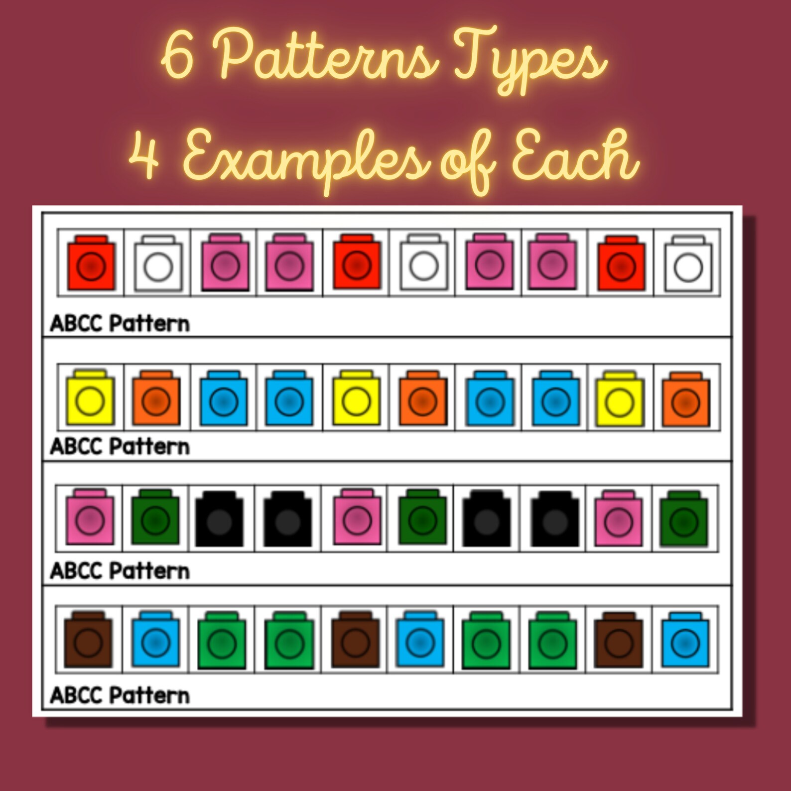 Snap Cube Patterns | Math Pattern Center | Preschool Math Center ...