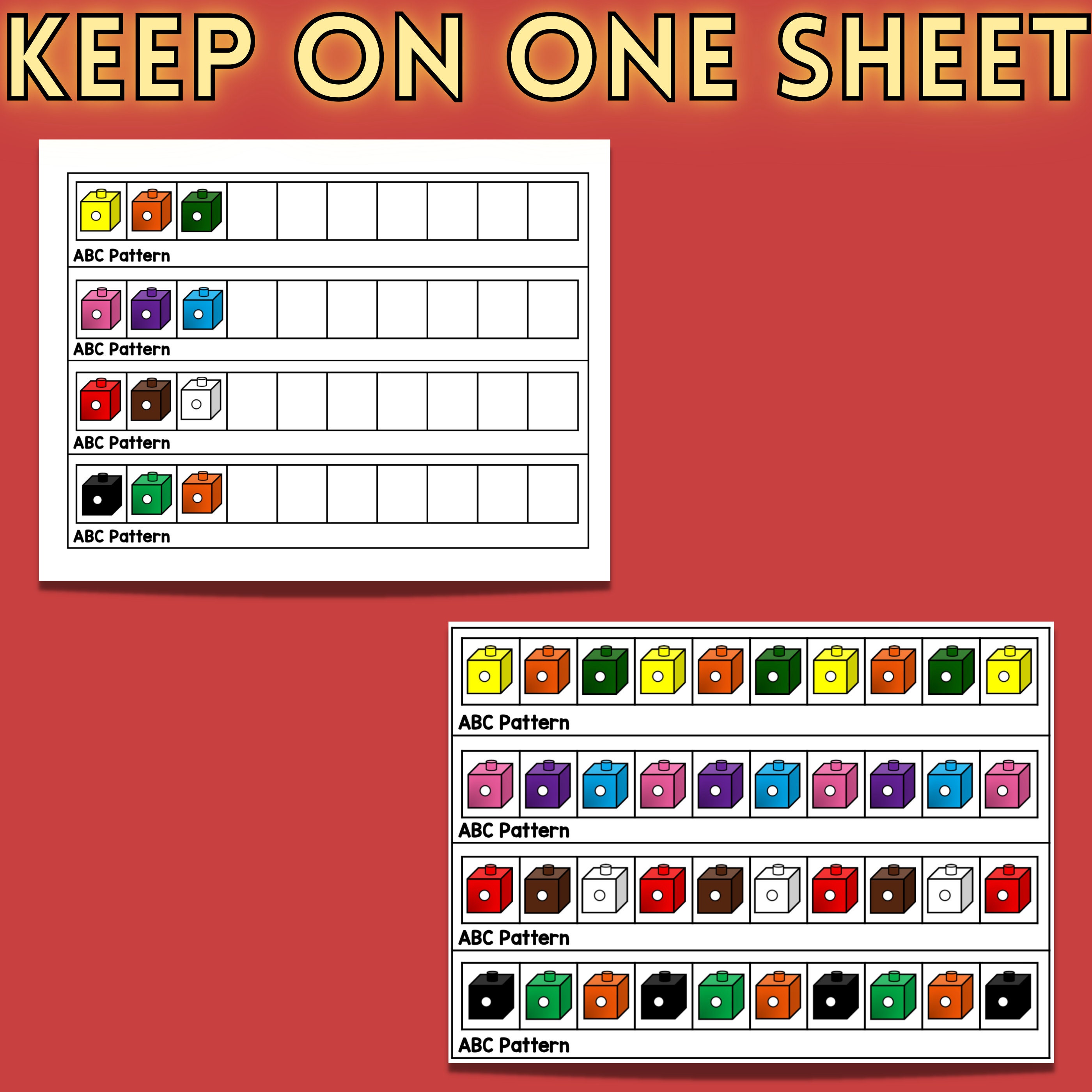 Connecting Cube Patterns | Pattern Center | Patterns Preschool Math ...