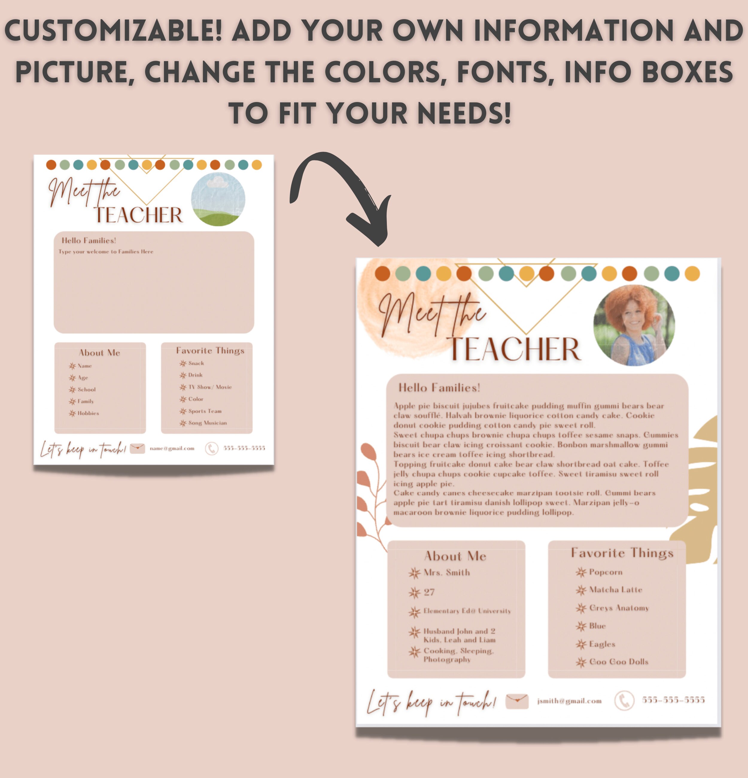 Boho Meet the Teacher Editable Templates Edit in Canva - Etsy