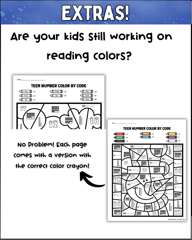 Winter Color by Number - Counting to 20 Teen Numbers and Subitizing ...