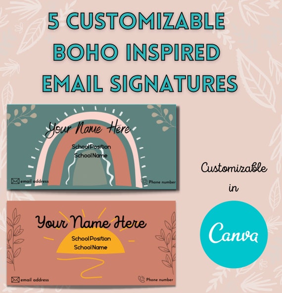 Boho Inspired Email Signature Template for Teachers and | Etsy
