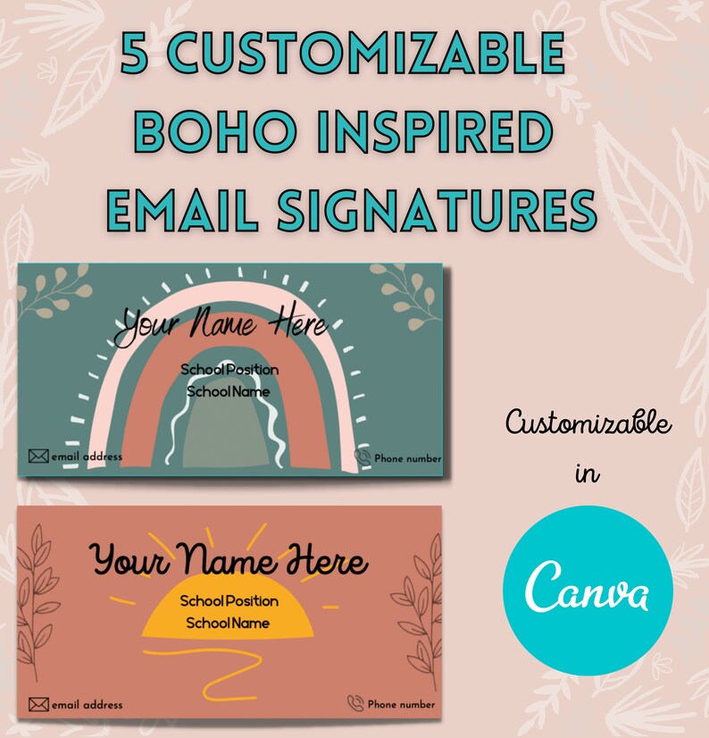 Boho Inspired Email Signature Template for Teachers and Professionals ...
