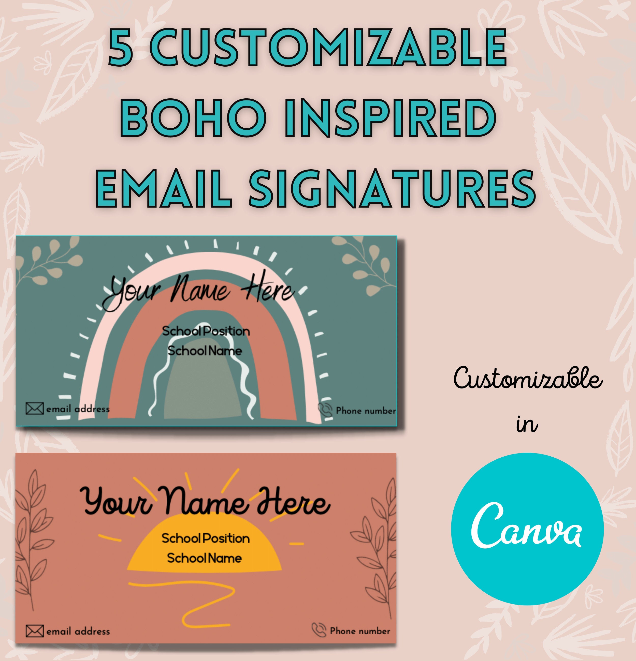 Boho Inspired Email Signature Template for Teachers and Professionals ...